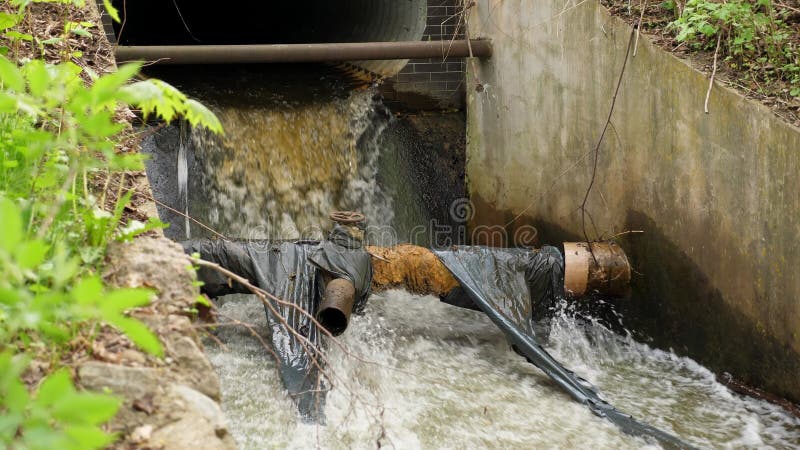 Dirty Water Flow from Pipe. Water Discharge Stock Footage - Video of ...