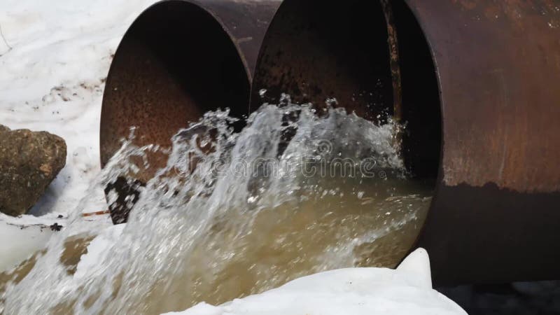 Dirty Water Flows Out of the Concrete Pipe. Environmental Pollution ...