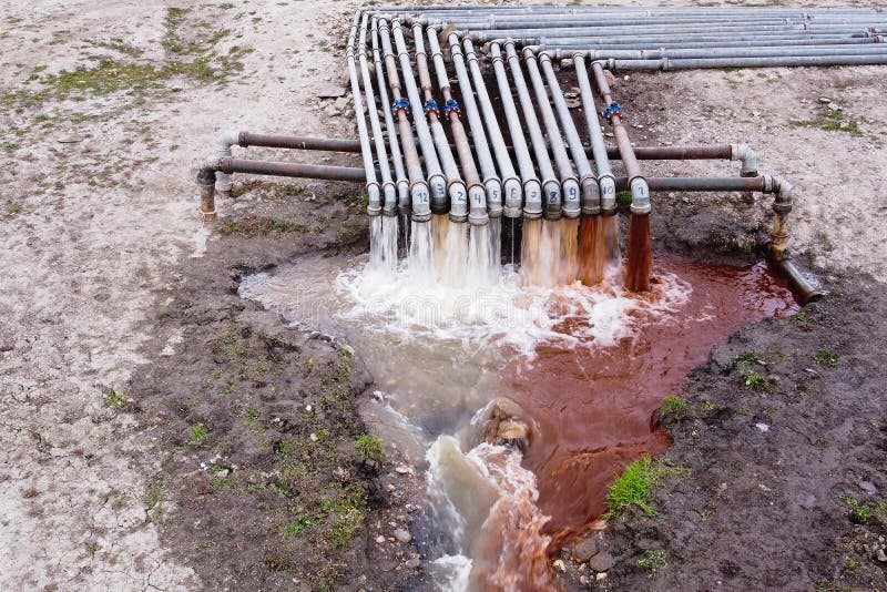 Dirty Water Flows through a Pipe. Pollution of the Environment and ...