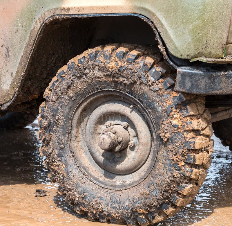 Dirty Wheel of an Off-road Car after the Rain Stock Photo - Image of ...