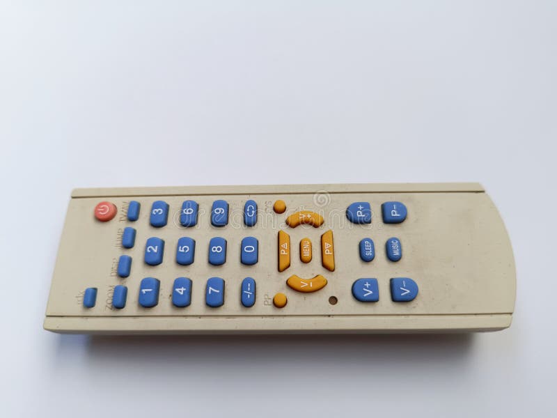 Dirty White Television Remote Control. Buttons. White Background. Stock ...
