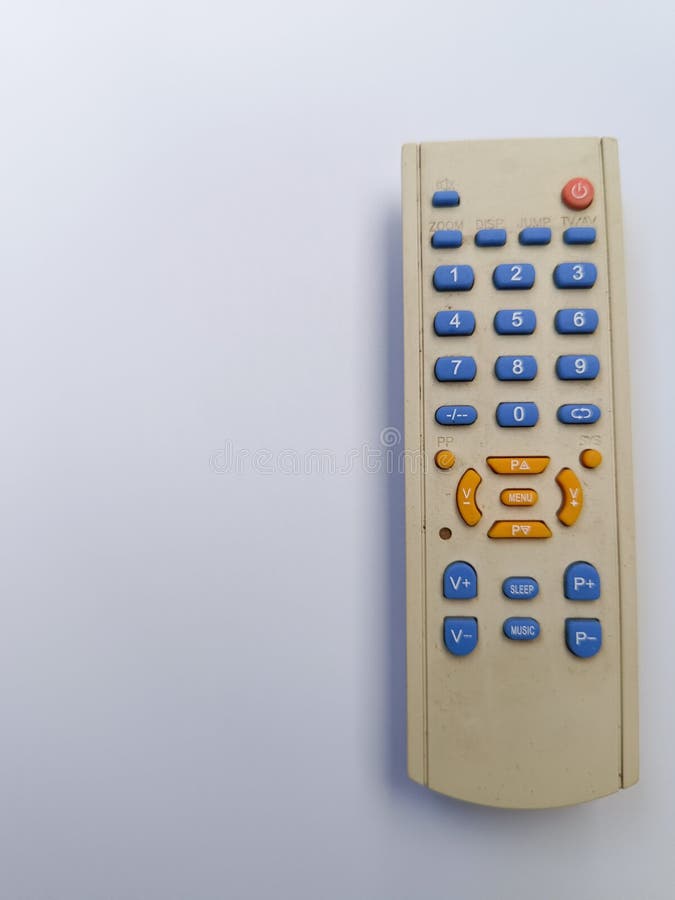 Dirty White Television Remote Control. Buttons. White Background. Stock ...