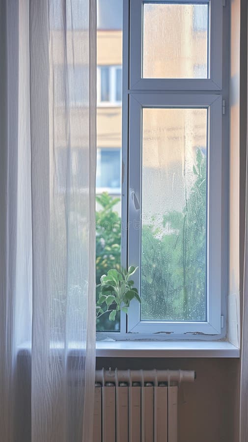 Dirty Window in Apartment Needs Cleaning, Obstructing View Stock ...