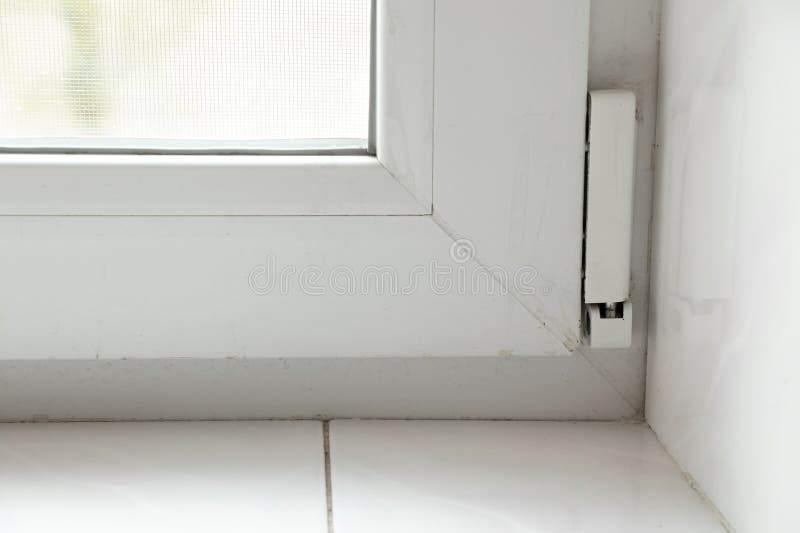 Dirty Window Close-up in the Apartment, Metal-plastic Window Frame ...
