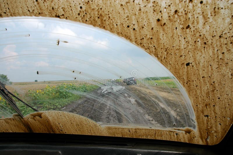 Dirty Windshield of a Car-Rally Stock Image - Image of fleck, rain ...