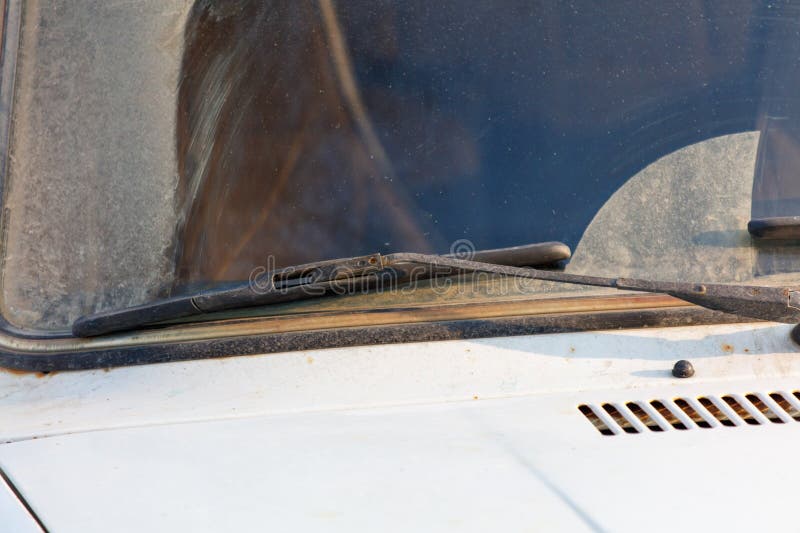 A Dirty Windshield with a Wiper on it Stock Photo - Image of closeup ...