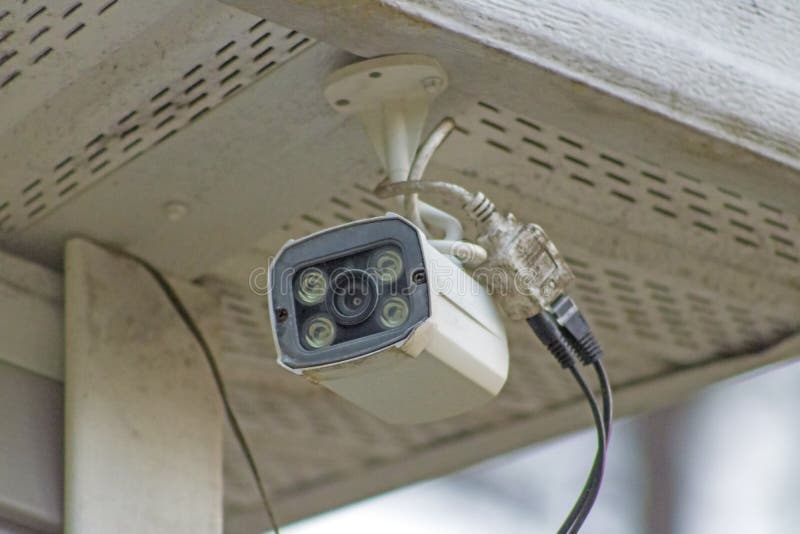 Dirty Wired Security Camera Stock Photo - Image of wiring, siding ...