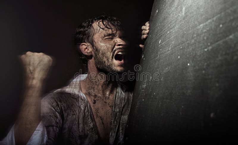 Dirtyand Handsome Man in Despair Stock Photo - Image of casual ...