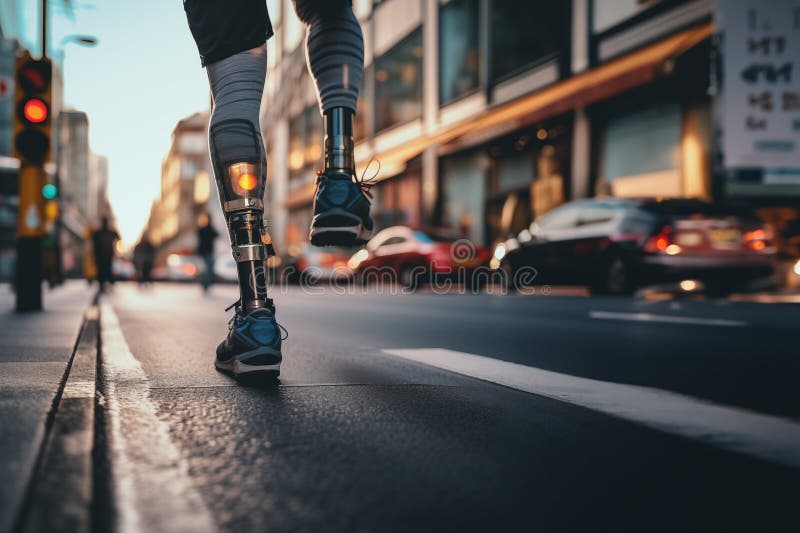 Disabilities People S Prosthetic Legs on the Walking Street with Crowd ...