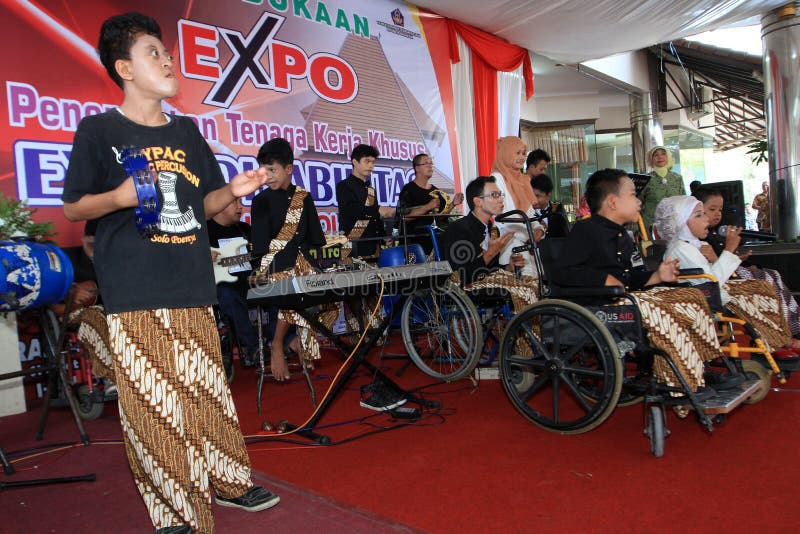 Disabilities play music editorial stock photo. Image of play - 46429743