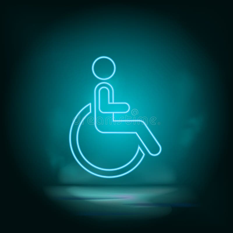Disability Blue Neon Vector Icon. Simple Element Illustration from Map ...