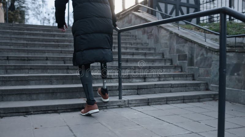Prosthetic Support, Limb Difference, Climbing Acceptance Stock Footage ...