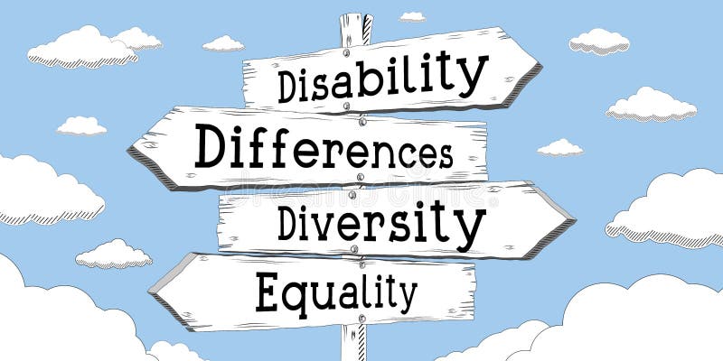 Disability, Differences, Diversity, Equality - Outline Signpost with ...