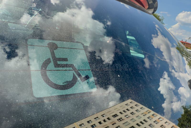 Visible Disability Placard Placed Behind a Car Windshield. Sign ...
