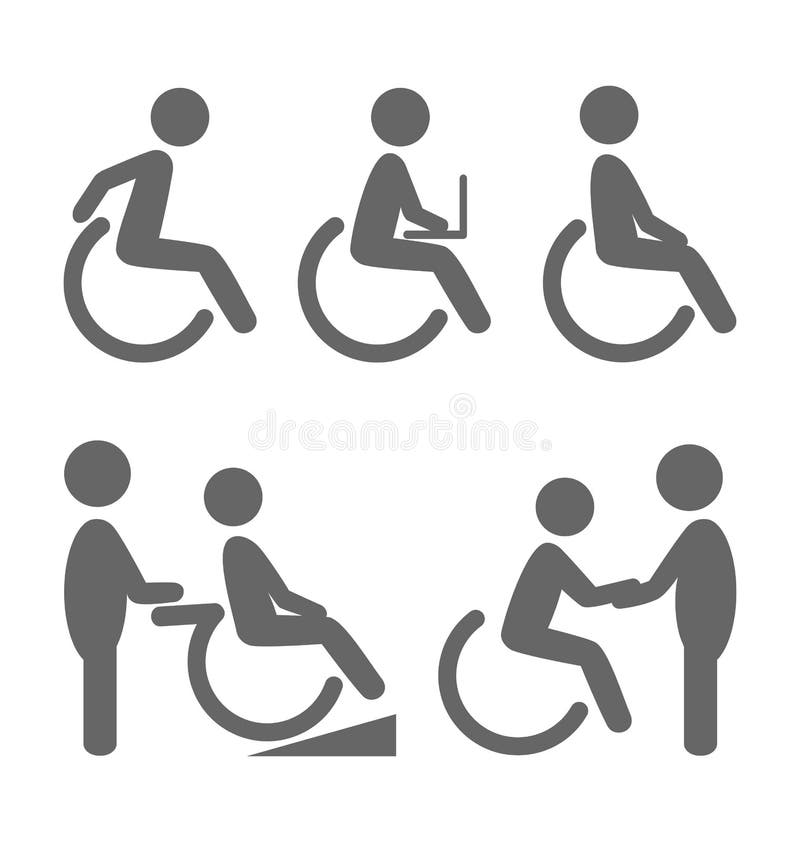 Disability People Pictograms Flat Icons Isolated on White Stock Vector ...