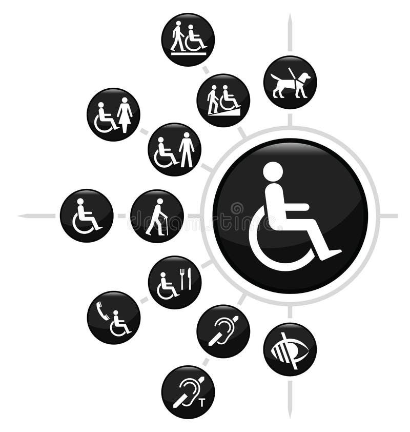 Disability Symbols and Signs Collection Stock Vector - Illustration of ...