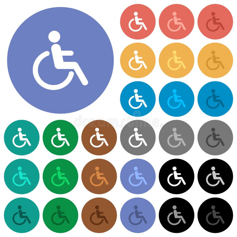 Disability Round Flat Multi Colored Icons Stock Vector - Illustration ...