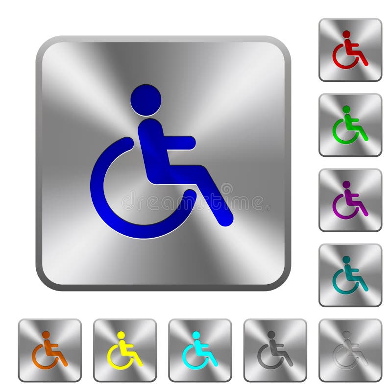 Disability Rounded Square Steel Buttons Stock Vector - Illustration of ...