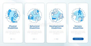 Disability Types Blue Onboarding Mobile App Screen Stock Vector ...