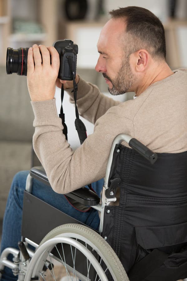 Disable Man with Camera on Selfie Stick Stock Image - Image of fixture ...