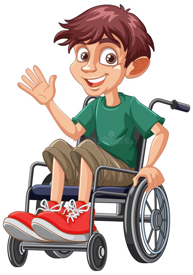 Disable Man Cartoon Sitting on Wheelchair Stock Vector - Illustration ...