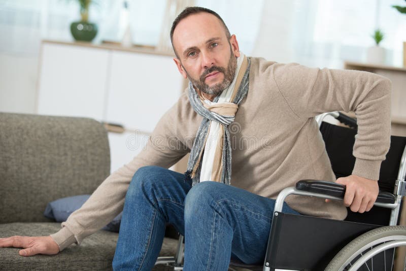 Disable Man Trying To Replace Himself on Sofa Stock Image - Image of ...