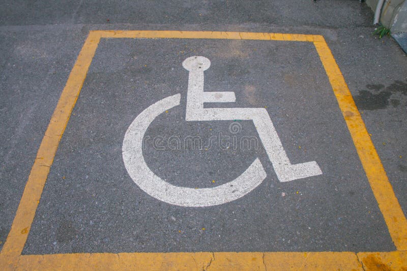 Disable Parking Sign on the Concrete Stock Image - Image of chair ...