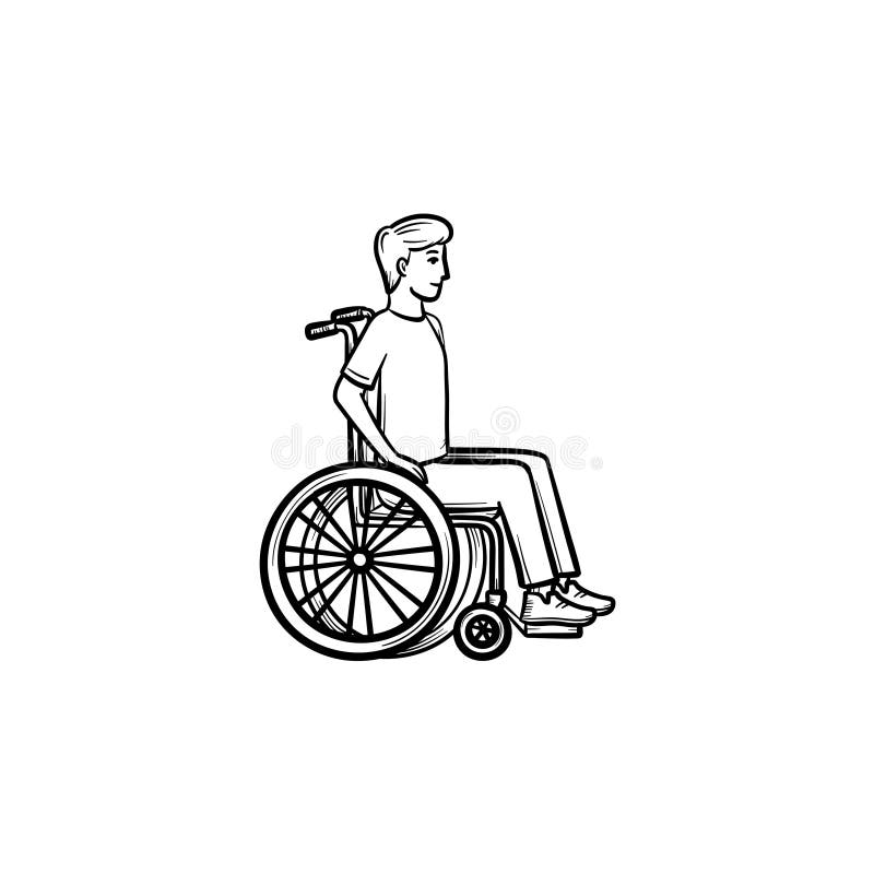 Disable Person in Wheelchair Hand Drawn Outline Doodle Icon. Stock ... Disable Person in Wheelchair Hand Drawn Outline Doodle Icon. Stock ...