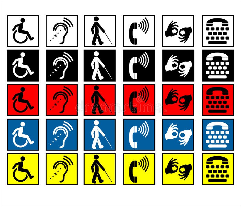 Deaf Blind Disabled Symbols Stock Illustration - Illustration of ...