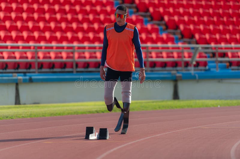 Disabled Athletes Prepare in Starting Position Ready To Run Stock Image ...