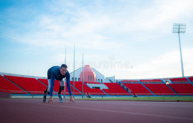 Disabled Athletes Prepare in Starting Position Ready To Run Stock Image ...