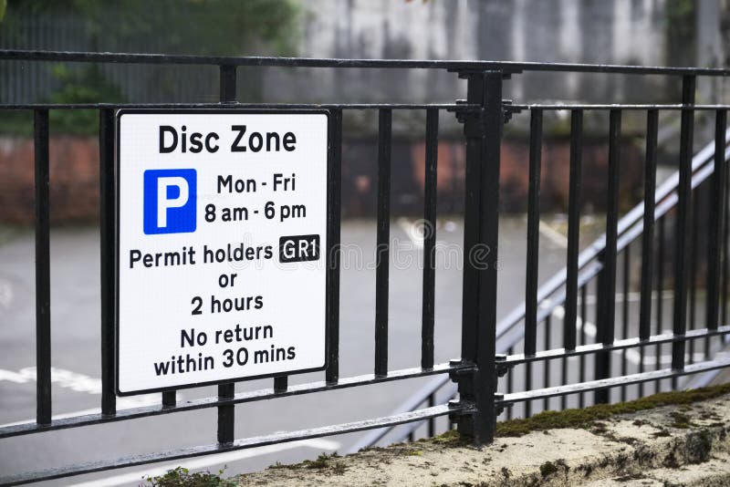Disabled Badge Holders Disc Zone only at Car Park Sign Stock Image ...