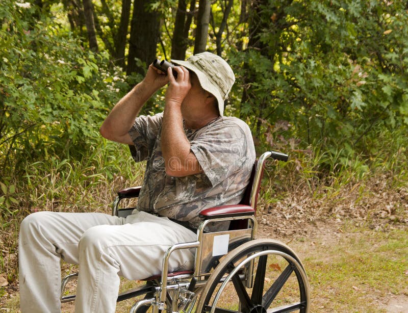 Disabled bird watcher stock image. Image of nature, handicapped - 26447969