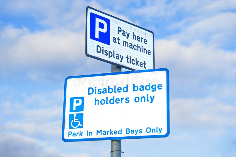 Disabled Blue Badge Holder Parking Sign for Driver Stock Image - Image ...