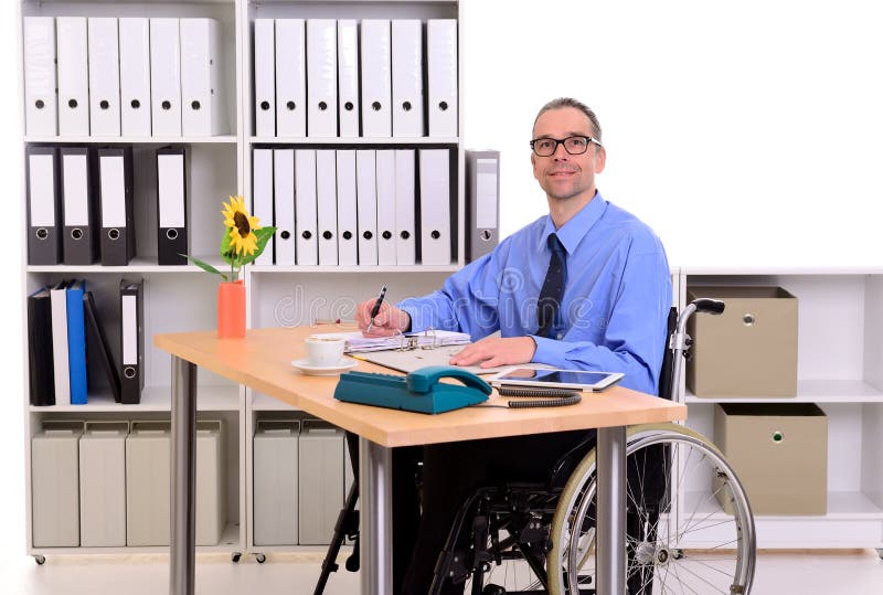 Disabled Business Man in Wheelchair Stock Image - Image of executive ...