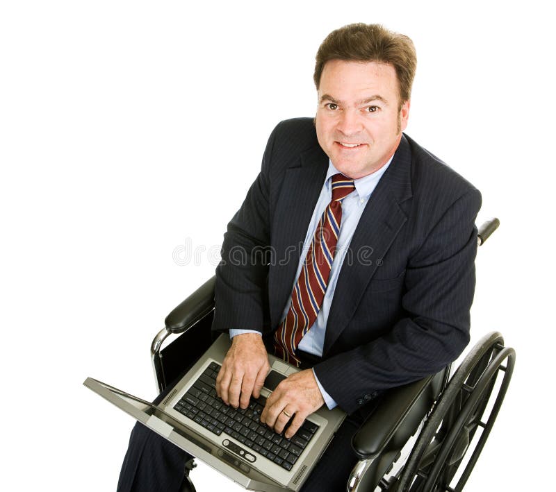 Disabled Businessman on Computer Stock Photo - Image of business ...