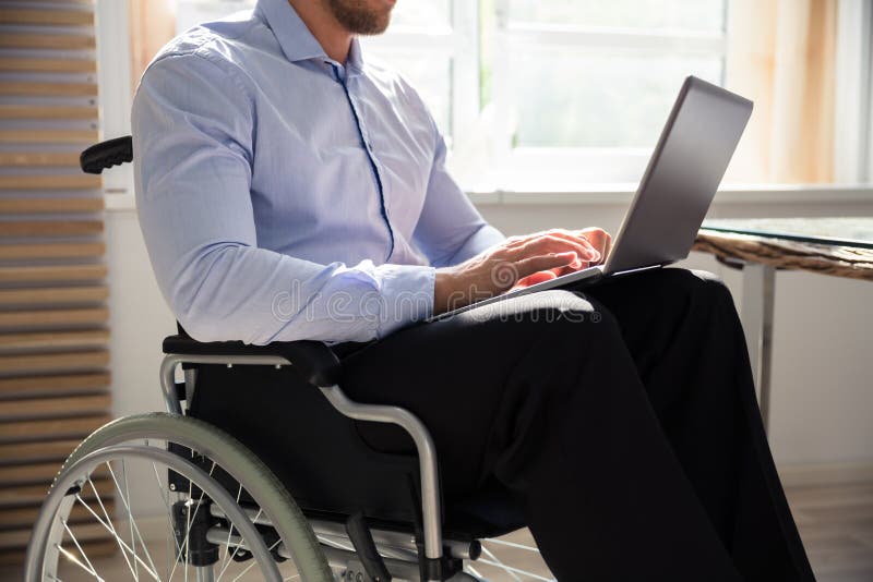 Disabled Businessman Using Laptop Stock Image - Image of handicap ...