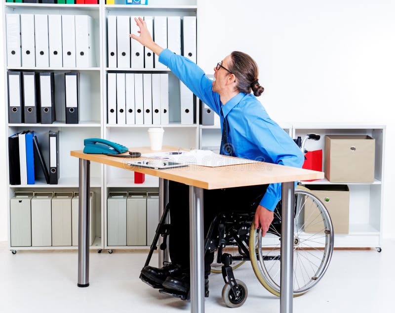 Disabled Businessman in Wheelchair Need Help Stock Photo - Image of ...