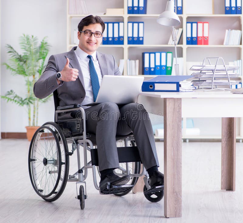 Disabled Businessman Working in the Office Stock Photo - Image of chair ...