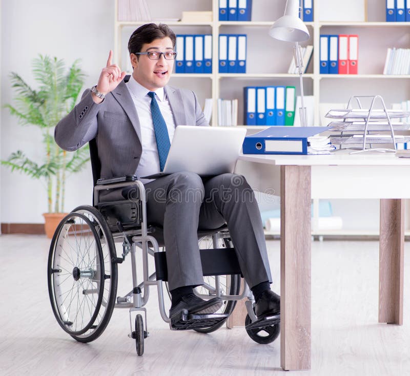 Disabled Businessman Working in the Office Stock Image - Image of idea ...