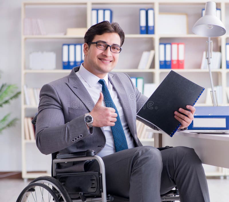 Disabled Businessman Working in the Office Stock Photo - Image of ...