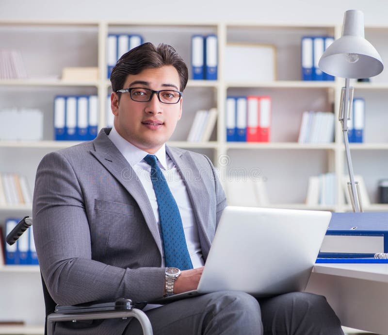 Disabled Businessman Working in the Office Stock Image - Image of care ...