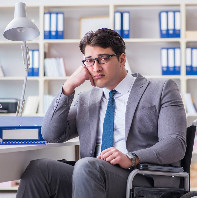 Disabled Businessman Working in the Office Stock Image - Image of chair ...