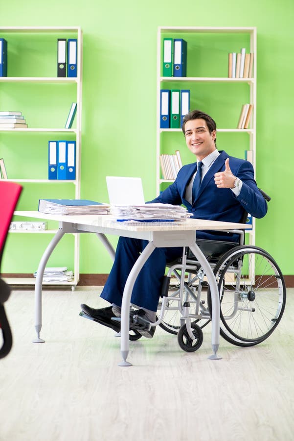The Disabled Businessman Working in the Office Stock Photo - Image of ...