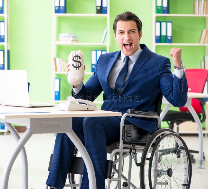 Disabled Businessman Working in the Office Stock Image - Image of ...