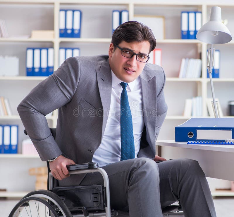 Disabled Businessman Working in the Office Stock Photo - Image of chair ...