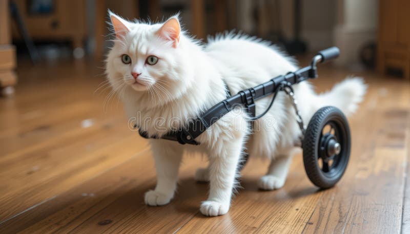 A Disabled Cat Using a Wheelchair. Stock Illustration - Illustration of ...