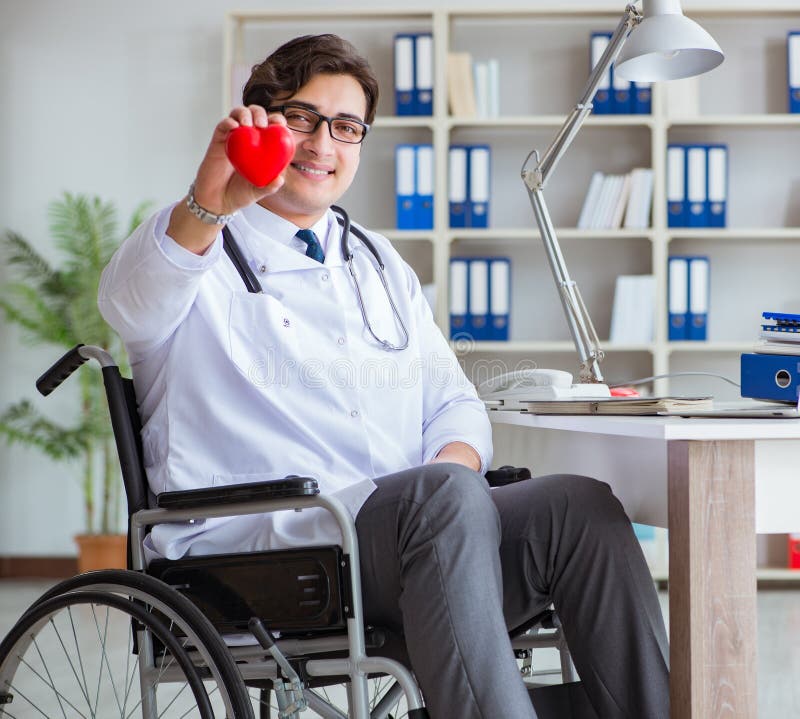 Disabled Doctor on Wheelchair Working in Hospital Stock Image - Image ...