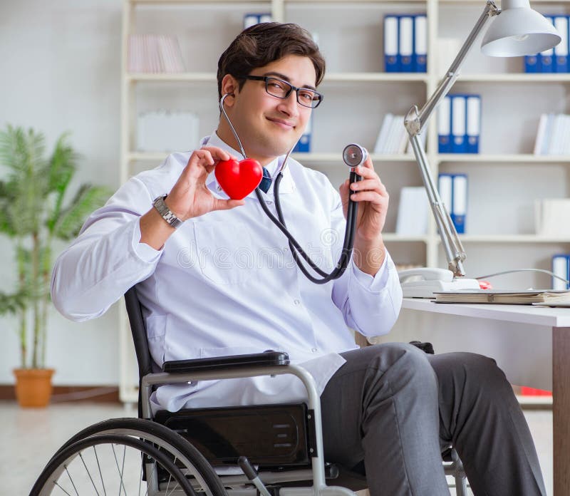 Disabled Doctor on Wheelchair Working in Hospital Stock Photo - Image ...