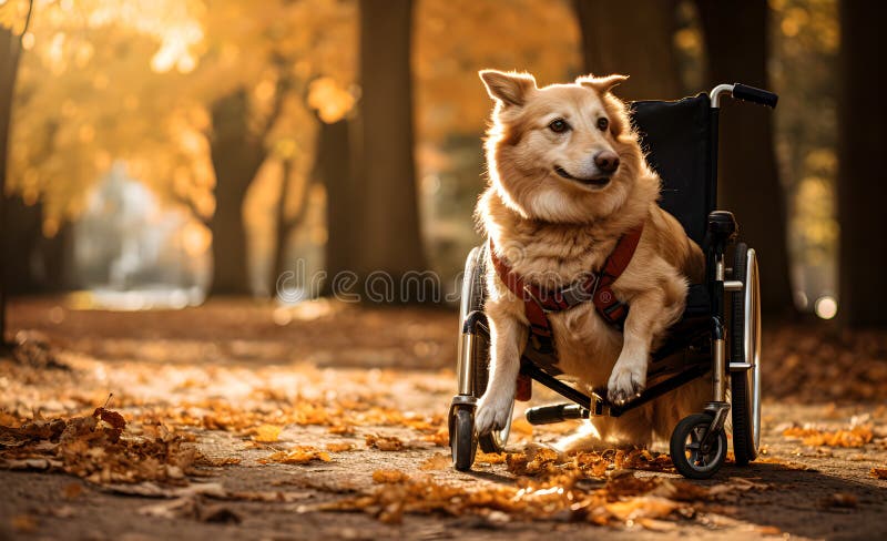 A Disabled Dog in a Wheelchair, Walking Stock Photo - Image of animal ...